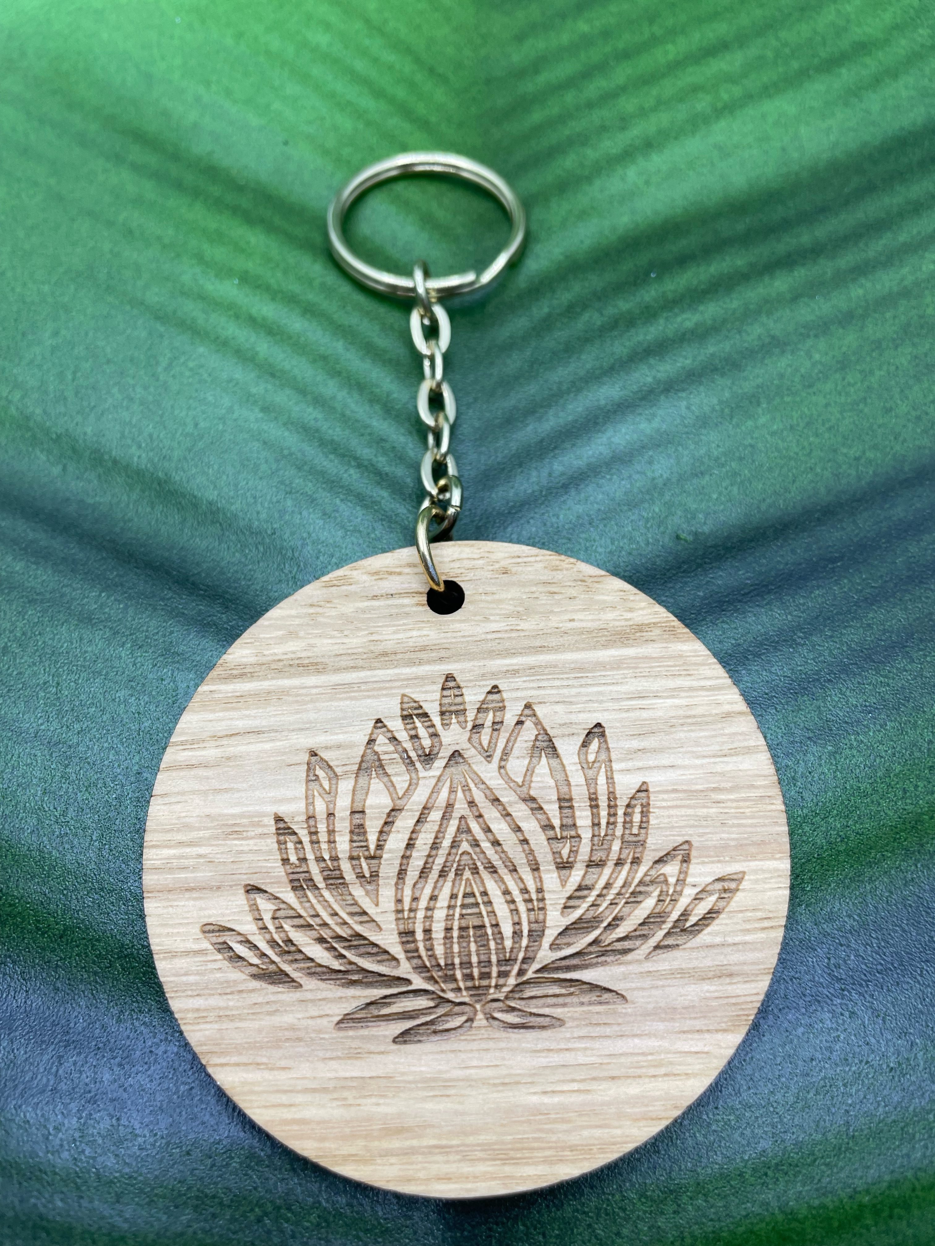 Wooden 'Lotus' Key-ring. (Gold) - Cocoshore - Love Your Body
