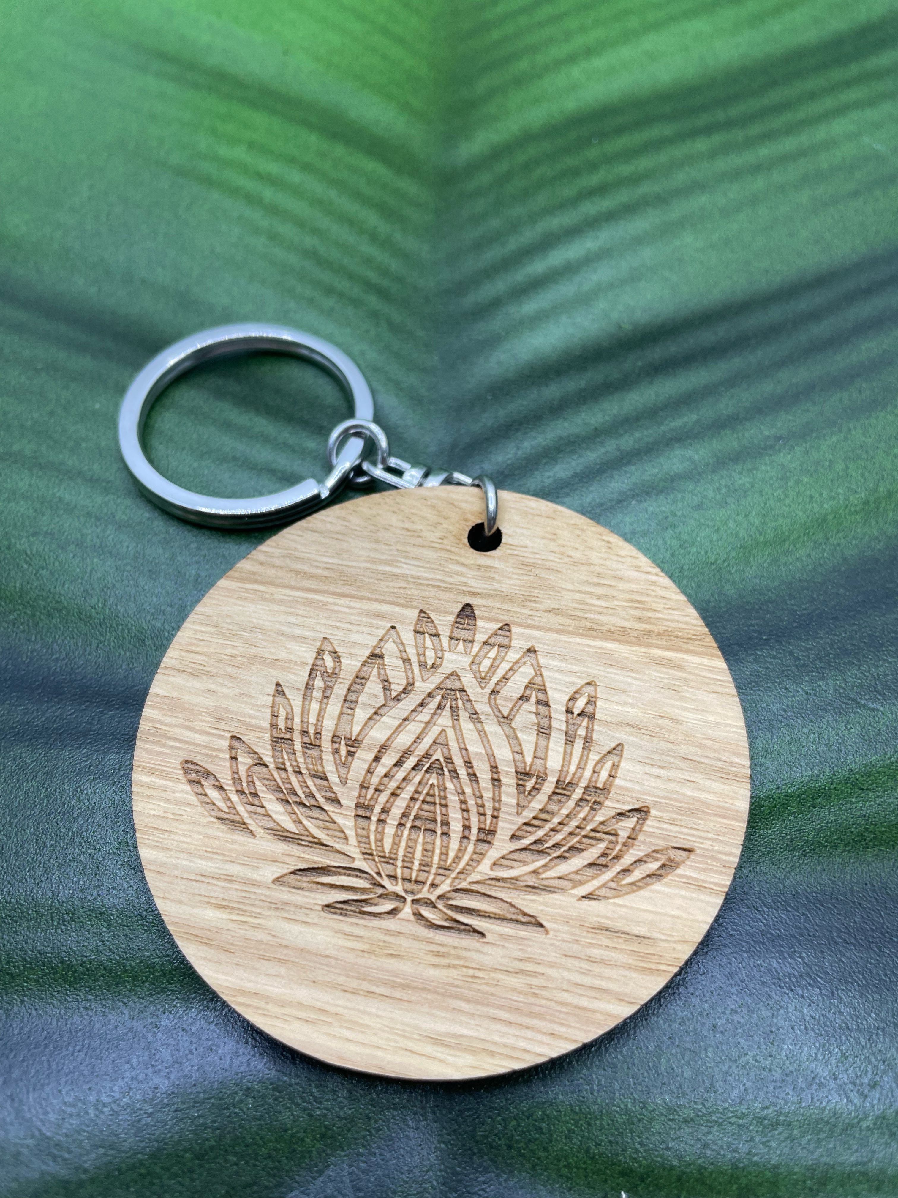 Wooden 'Lotus' Keyring. - Cocoshore